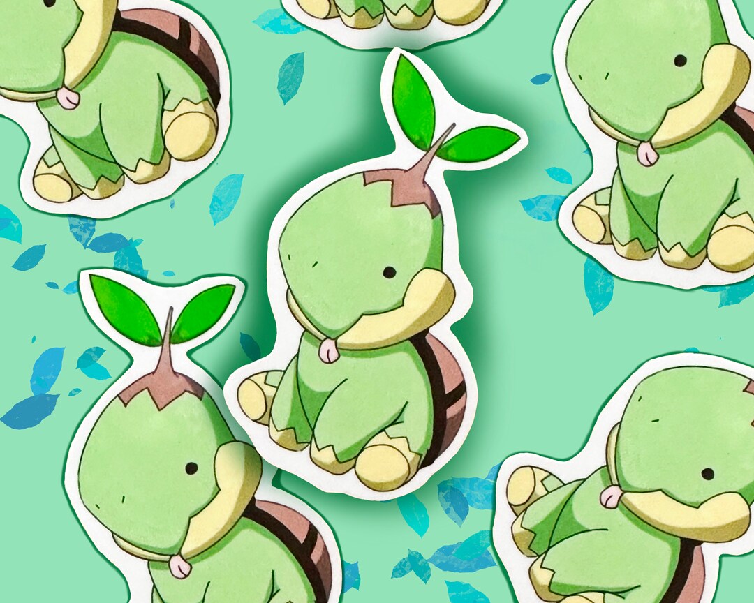 Pokemon Grass Type Turtwig Derpy Pokemon Vinyl Glossy Sticker for ...