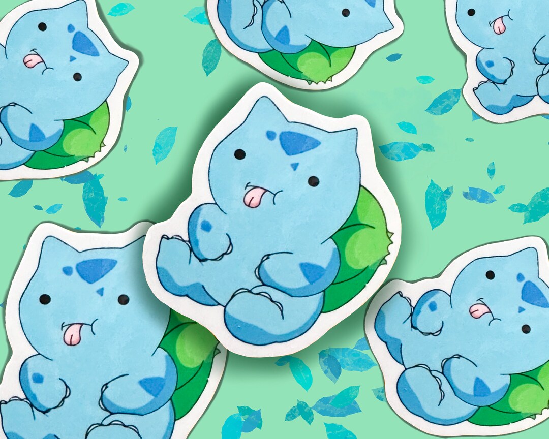 Pokemon Grass Type Bulbasaur Derpy Pokemon Vinyl Glossy Sticker for ...