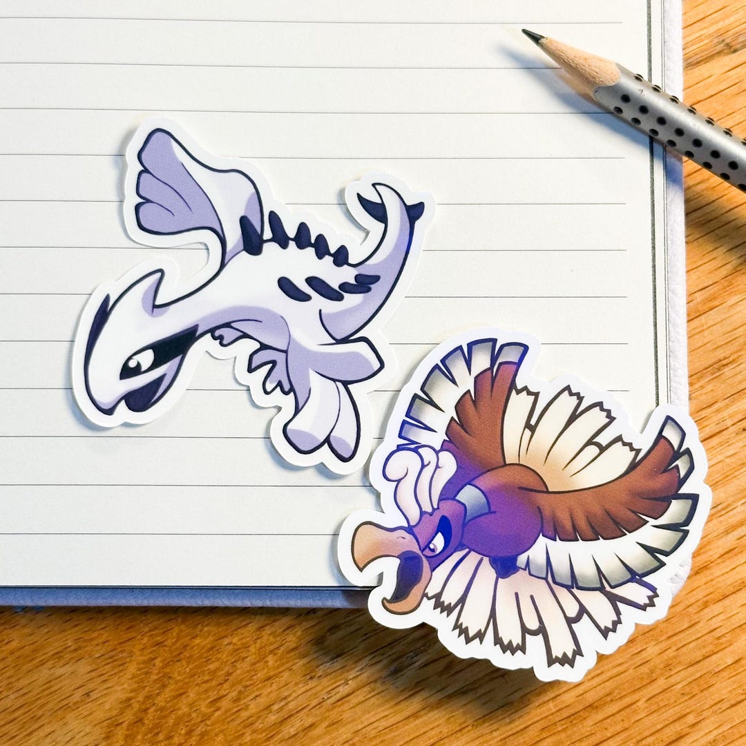 Pokemon Lugia & Ho Oh Pokemon Vinyl Glossy Sticker Lugia and Ho-oh ...