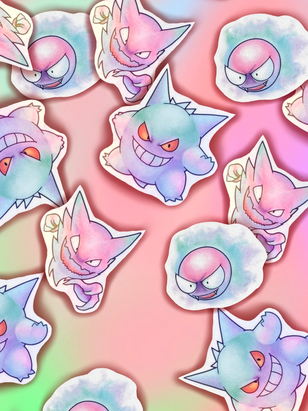Pokemon Cute Pastel Pokemon Vinyl Glossy Sticker Set of 3 Gastly ...