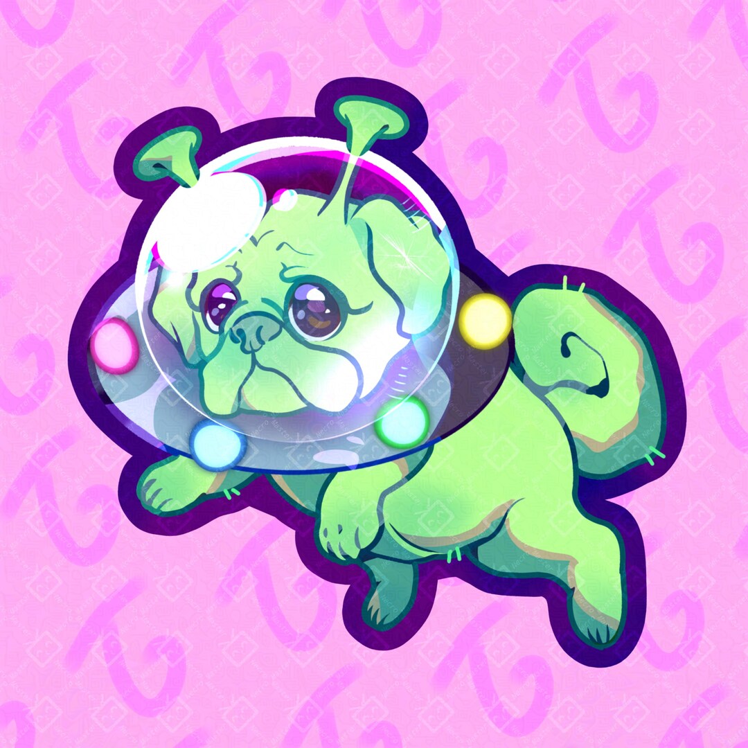 Alien Dog Glorp Pug Meme Sticker Designed by Jyun - Etsy