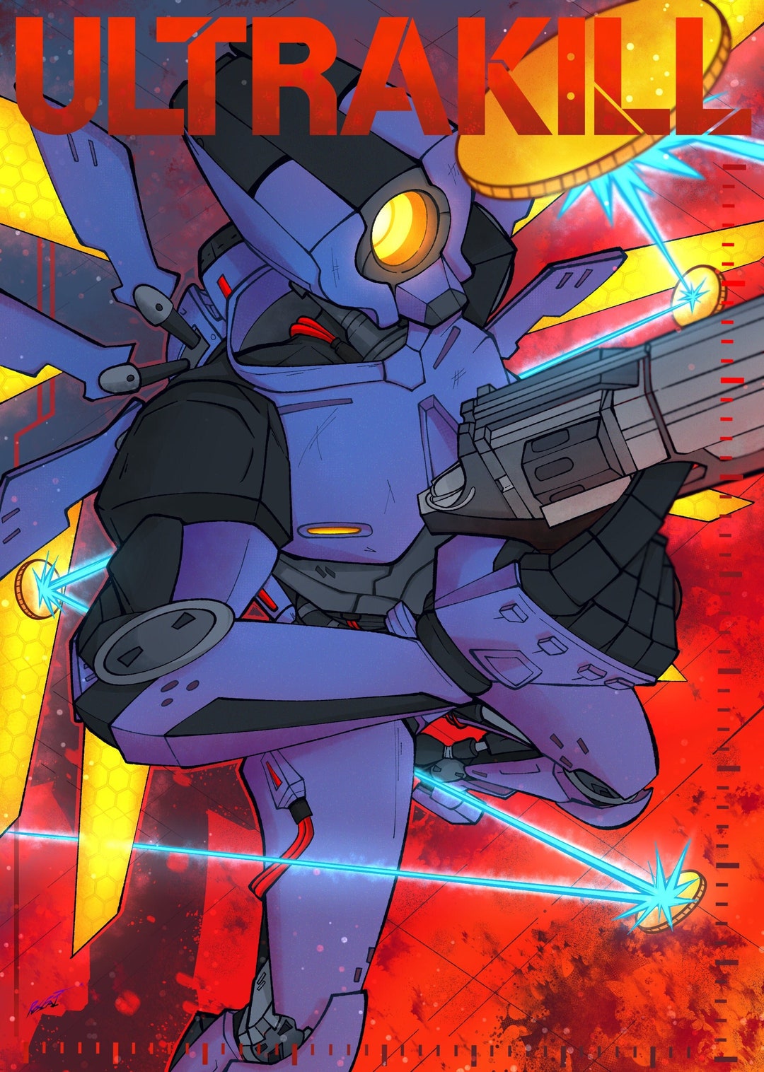 V1 Manga Styled ULTRAKILL Art Print by Roseai_69 - Etsy