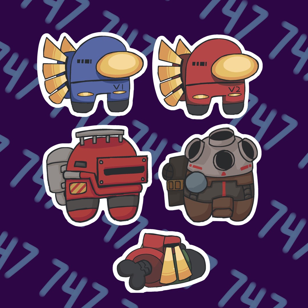 Among Us V1, V2, Gutterman, & Guttertank ULTRAKILL Die Cut Stickers ...