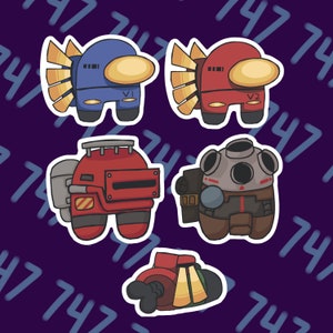 Among Us V1, V2, Gutterman, & Guttertank ULTRAKILL Die Cut Stickers ...