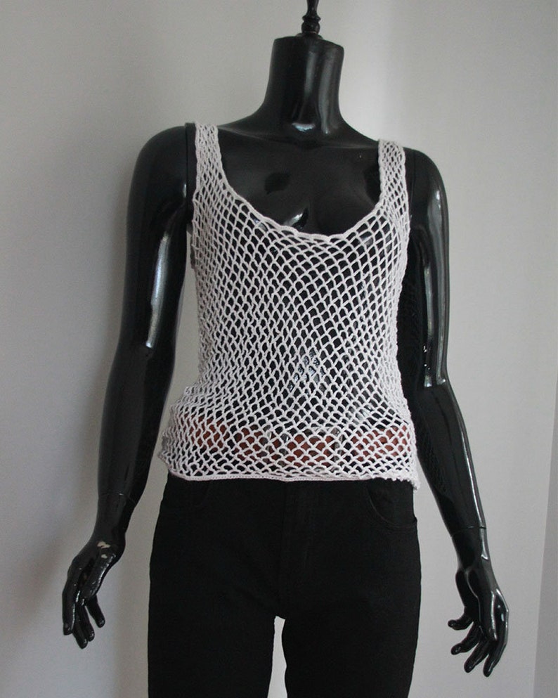 Crochet Mesh Top for Summer, White Mesh Top, Crochet Fishnet Top - Etsy