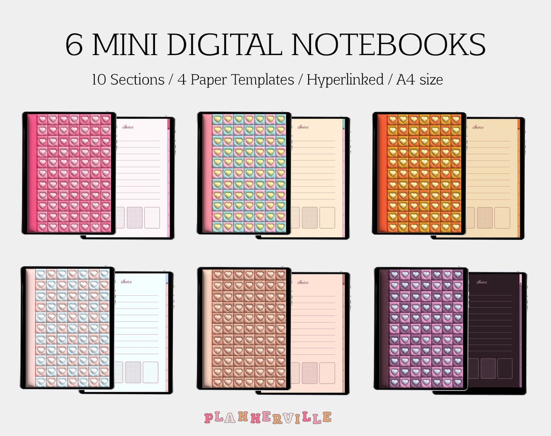 6 MINI Carnet numérique avec hyperliens de différentes couleurs ...