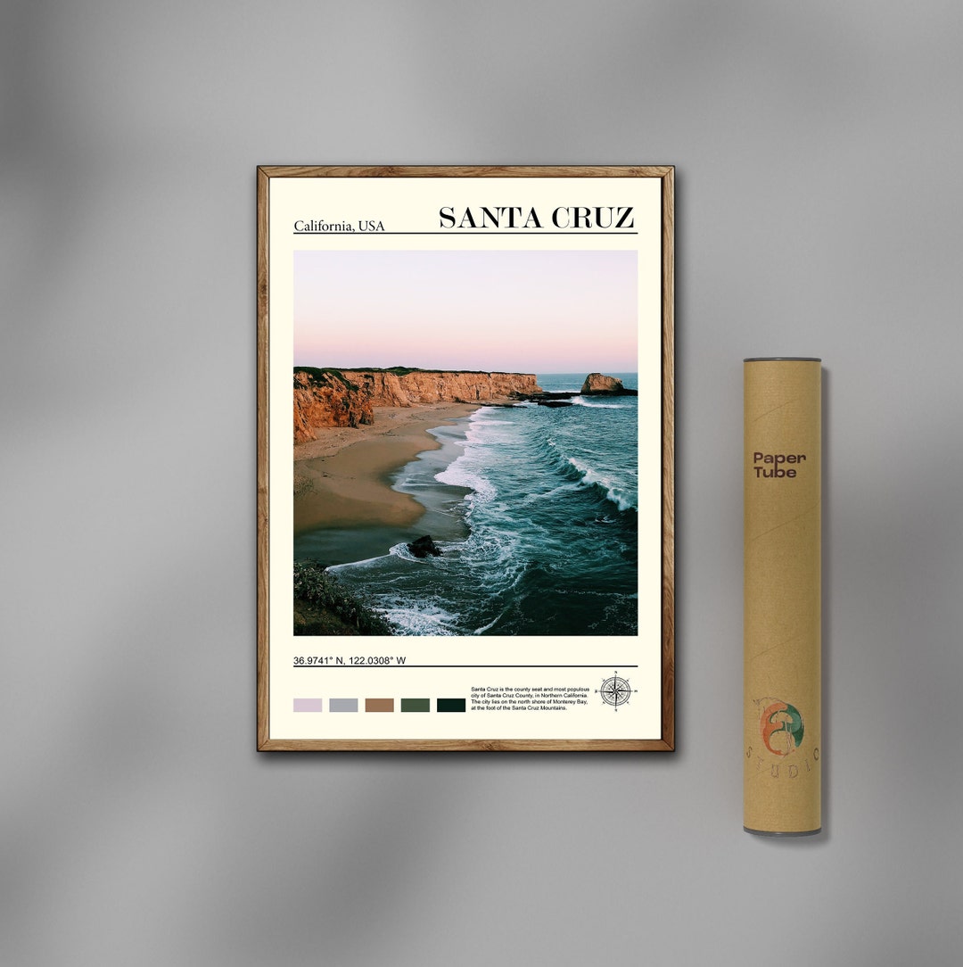 Santa Cruz Print, California Wall Art, Monterey Bay Poster, Santa Cruz ...