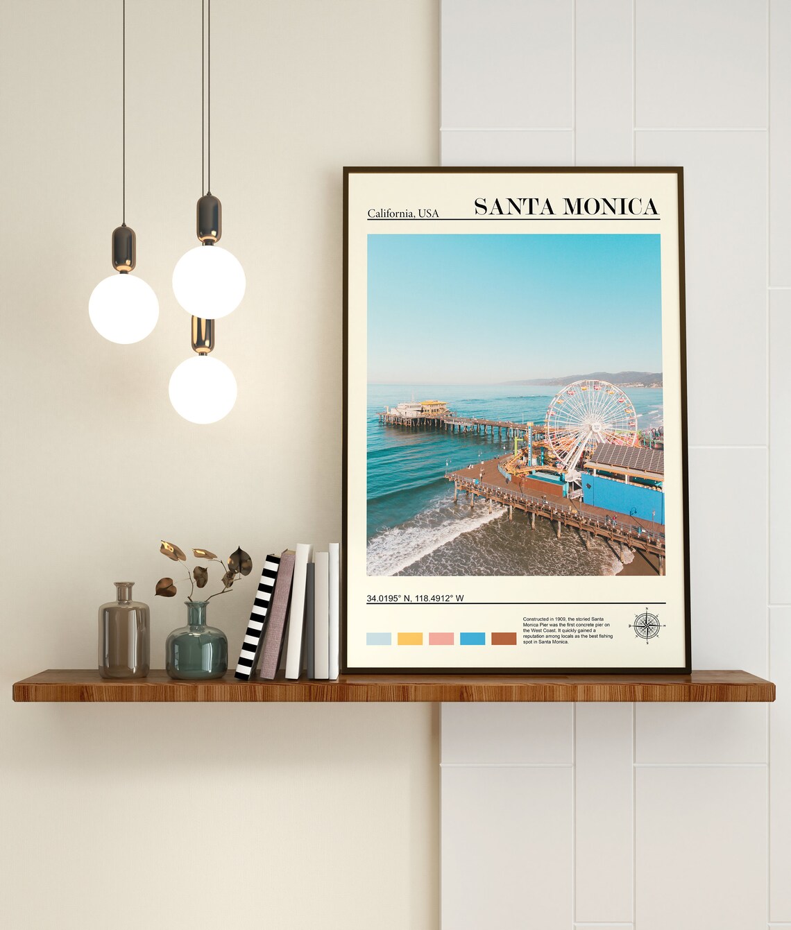 Santa Monica Pier Print, California Wall Art, Santa Monica Poster ...