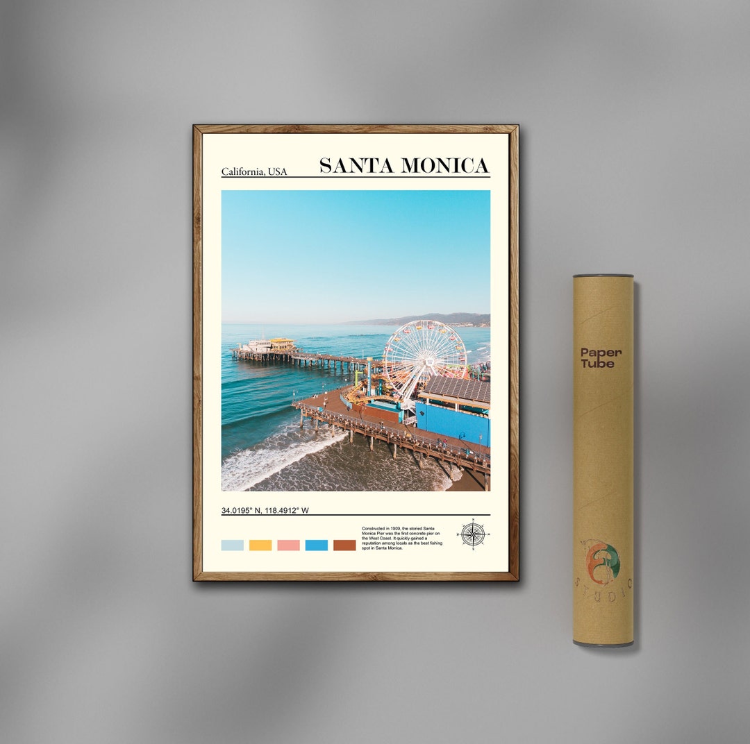Santa Monica Pier Print, California Wall Art, Santa Monica Poster ...