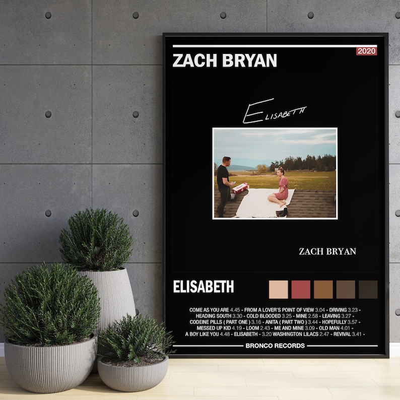 Zach Bryan Poster Zach Bryan Album Cover Elisabeth Album Wall Art Home ...