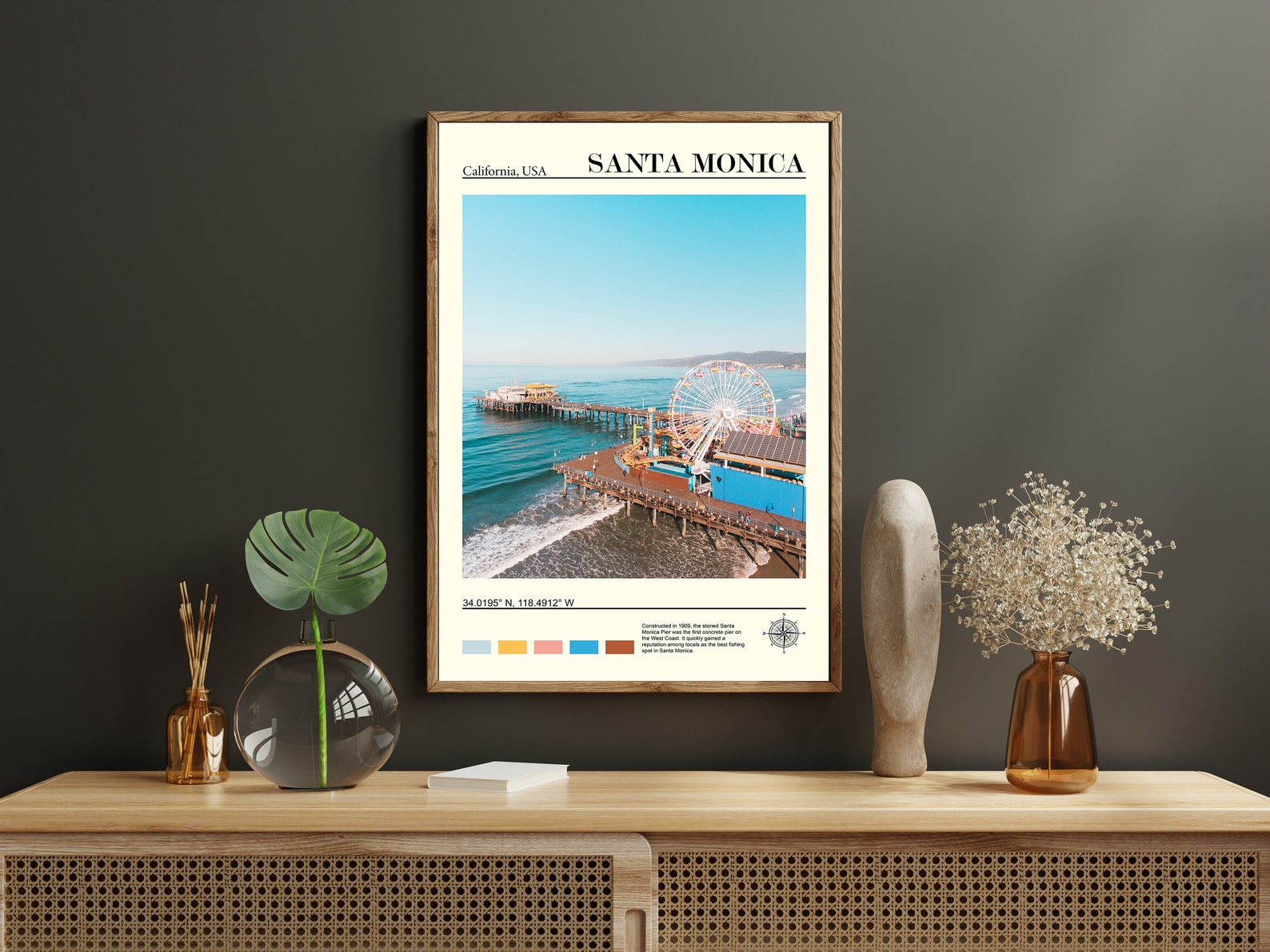 Santa Monica Pier Print, California Wall Art, Santa Monica Poster ...