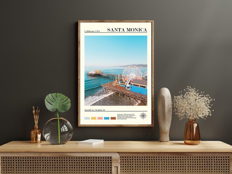 Santa Monica Pier Print, California Wall Art, Santa Monica Poster ...