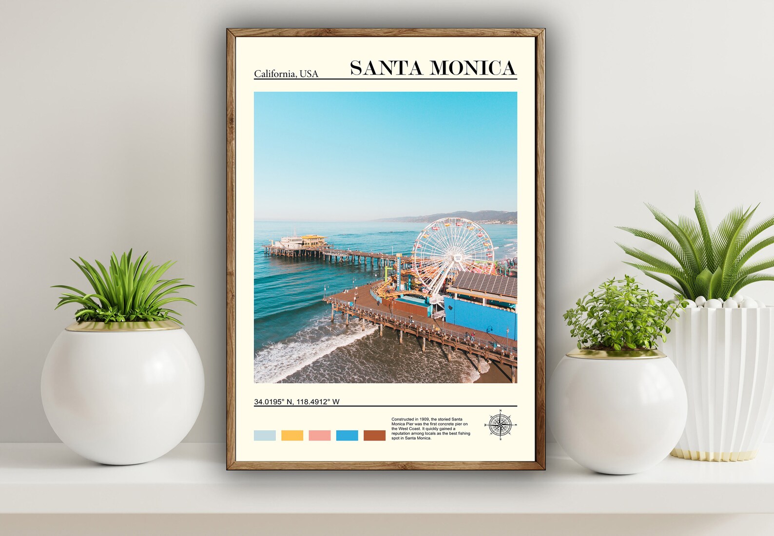 Santa Monica Pier Print, California Wall Art, Santa Monica Poster ...