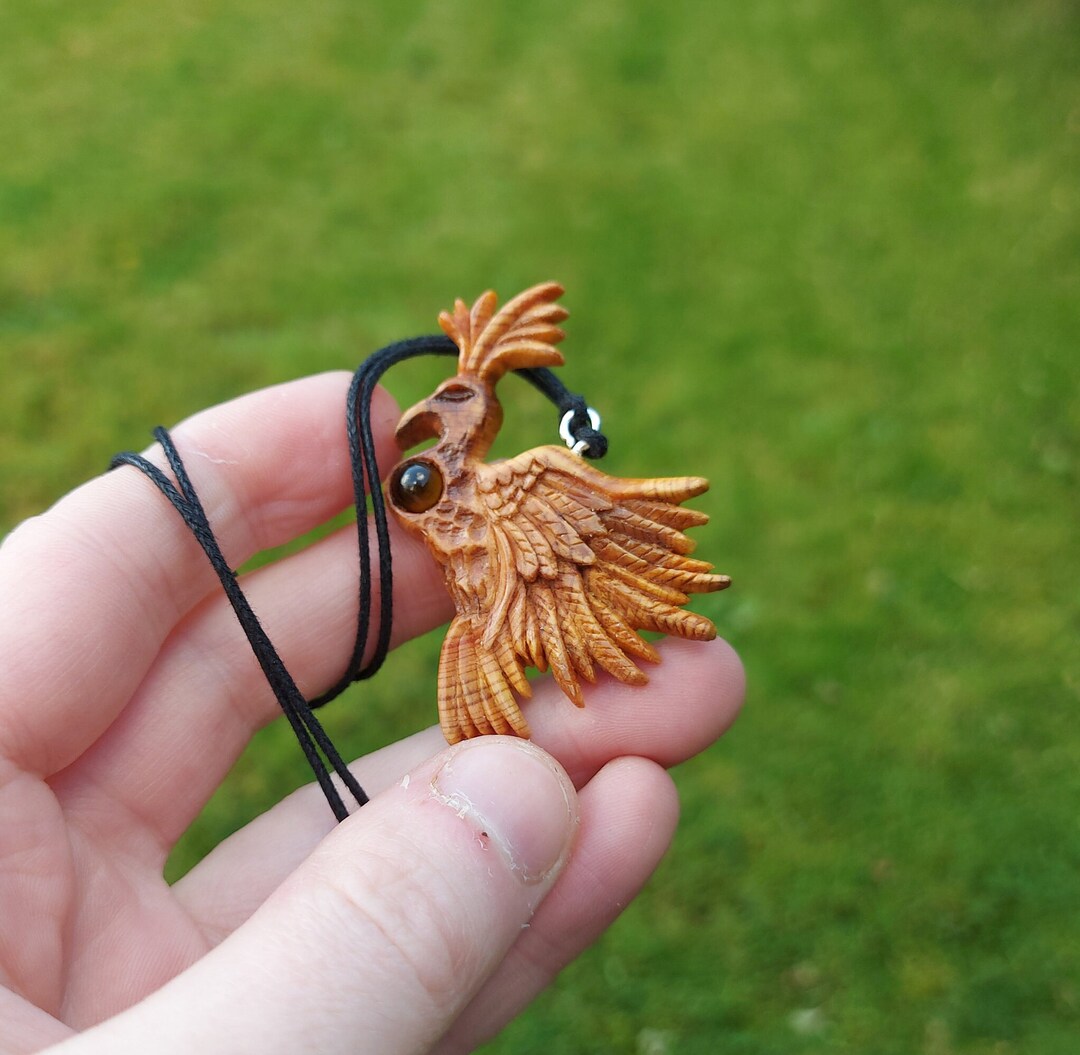 Handcarved Irish Beechwood Phoenix With Tiger's Eye - Etsy