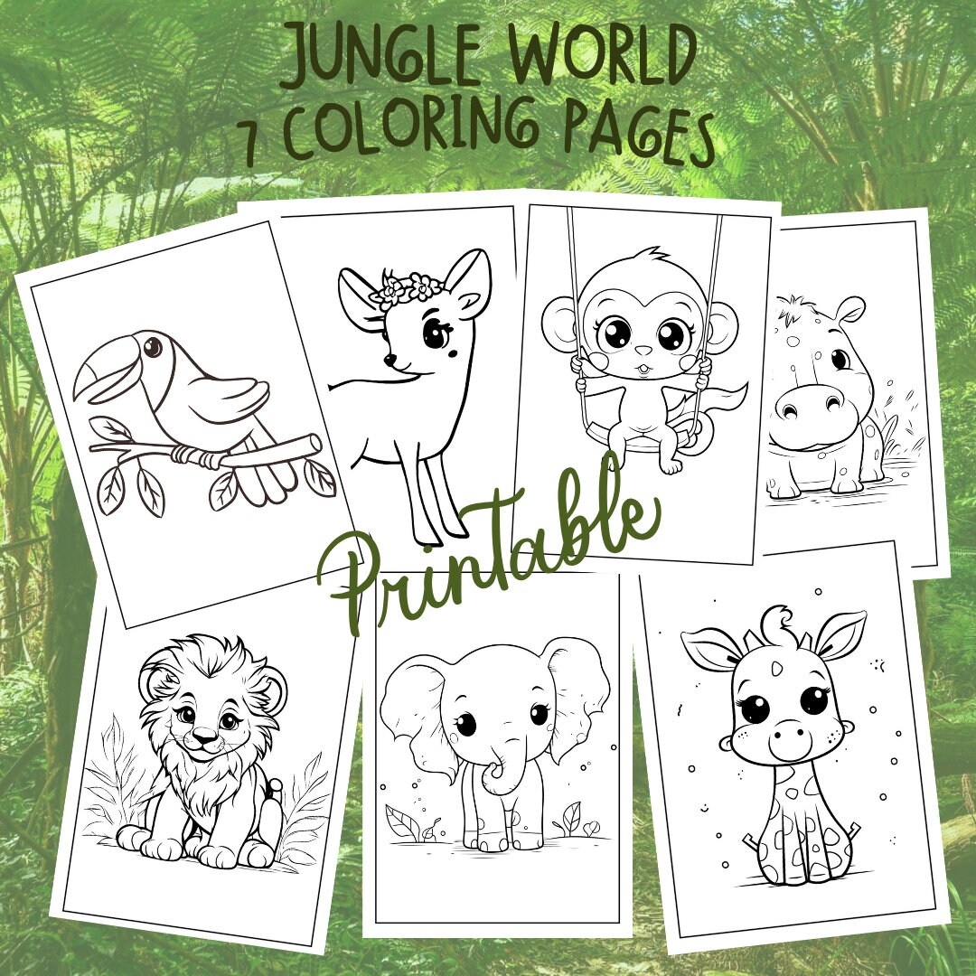 Jungle World Coloring Pages | 7 Fun Animals | Coloring Pages for ...