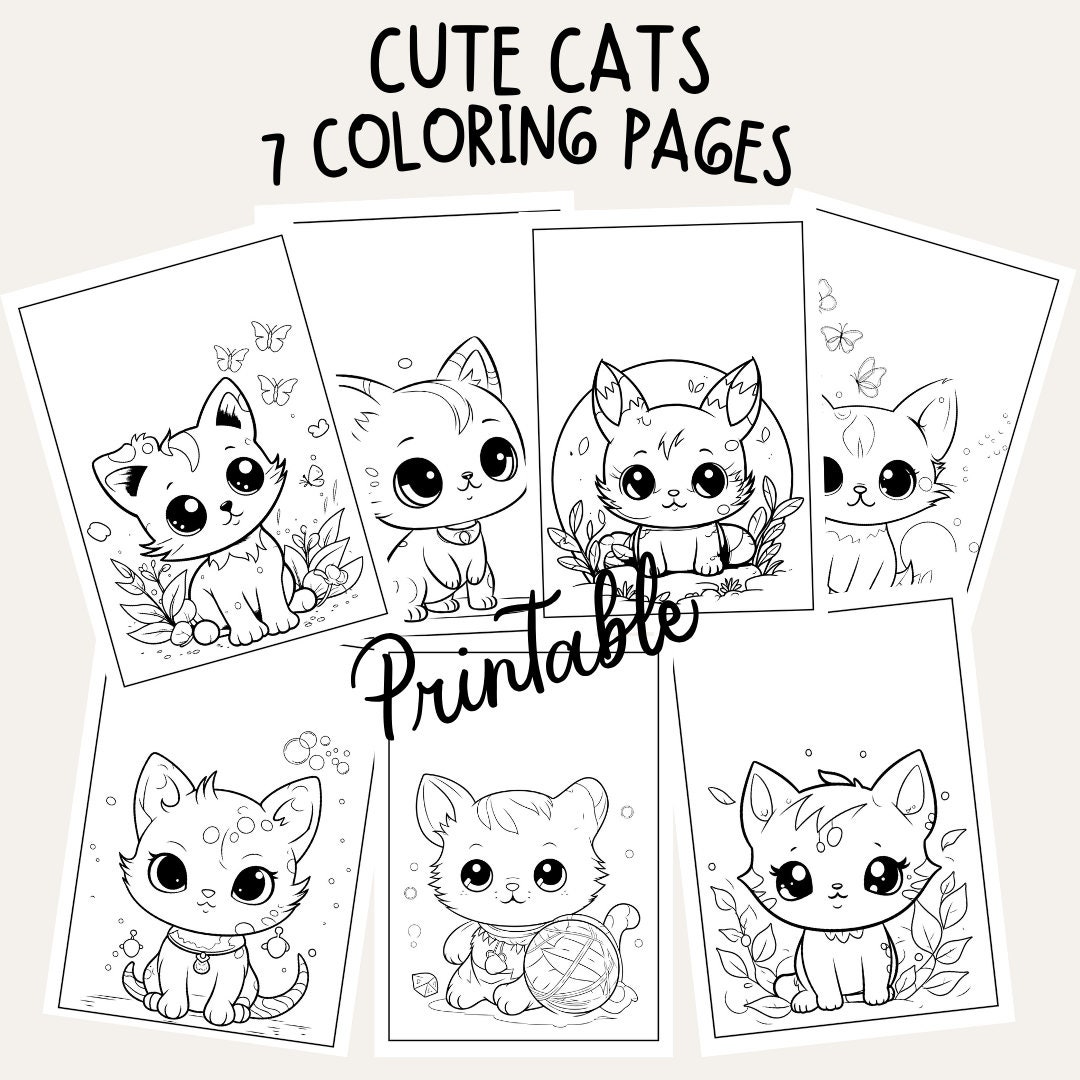 Cute Cats Coloring Pages | 7 Fun Cats | Cats Coloring Pages| Coloring ...