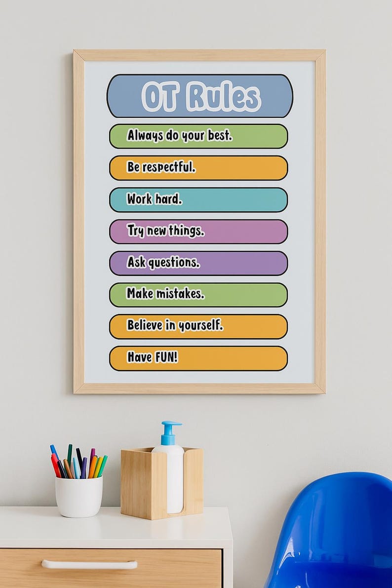 OT Rules Poster for Therapy Room | Printable OT Decor for Kids ...