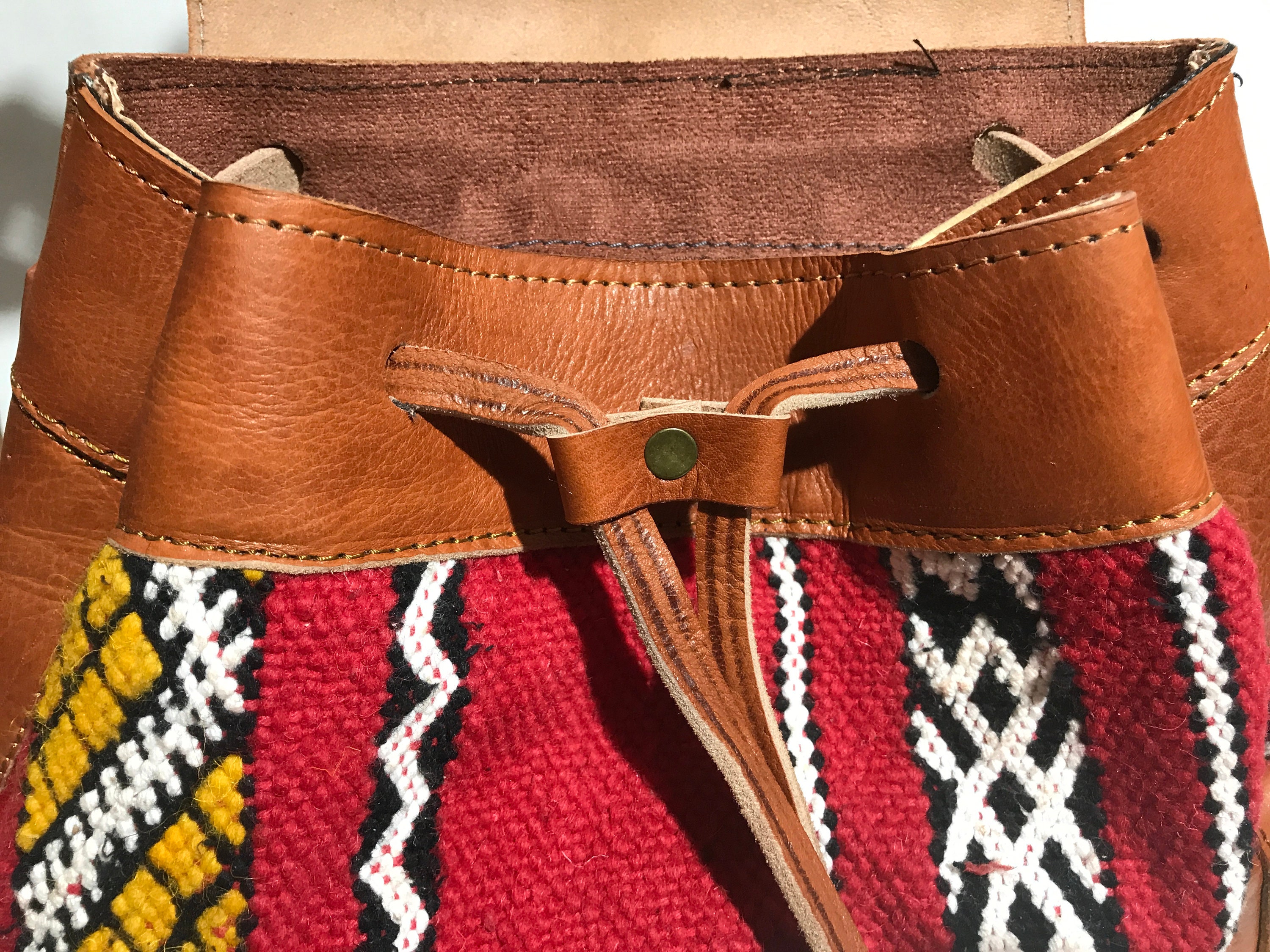 Leather Kilim Backpack, Traditional Leather Backpack, Handmade Kilim ...