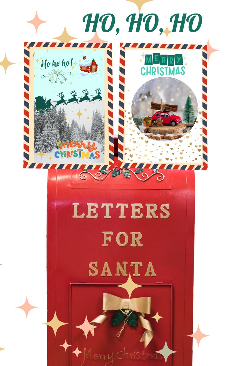 Printable Christmas Cards, Two Cards for Santa With CAR and Santa ...