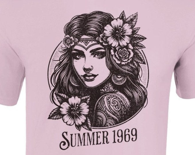 Vintage Unisex Boho T-shirt Summer 1969 Trendy Gift in Hippie Retro ...