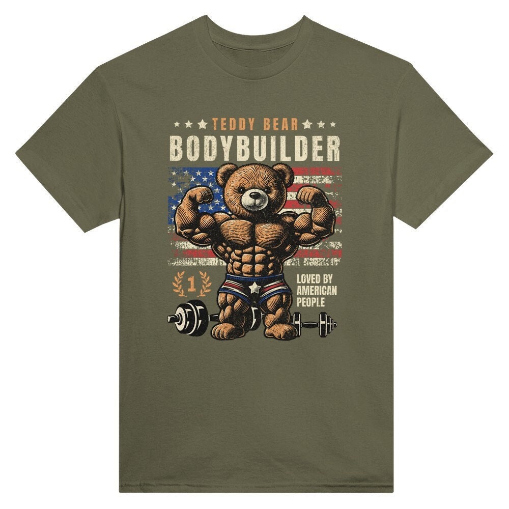 Funny Unisex Bodybuilding T-shirt American Bodybuilder Teddy Bear ...