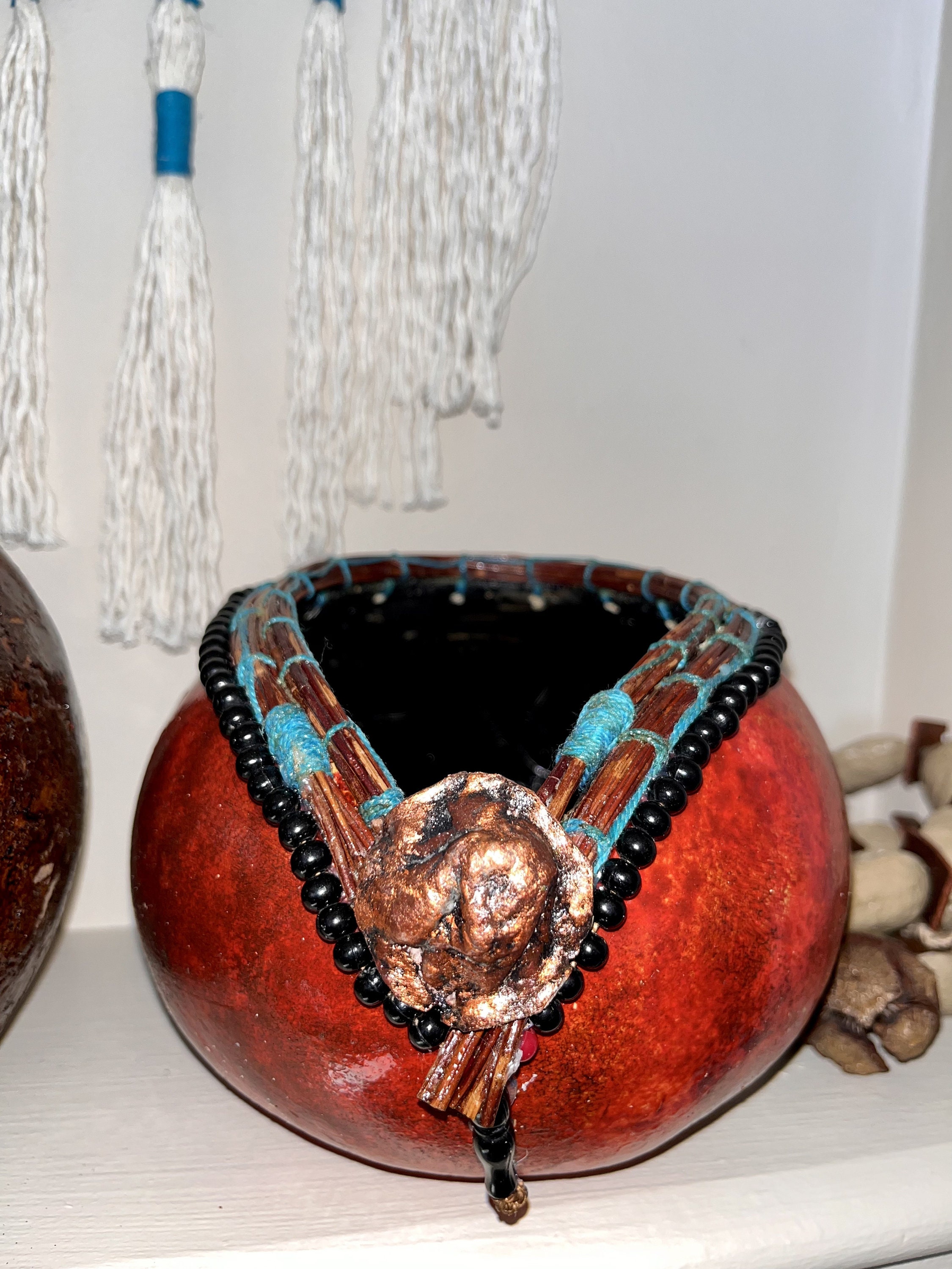 2 Calabash Gourd Bowl Vase Container, Handcrafted Natural African ...