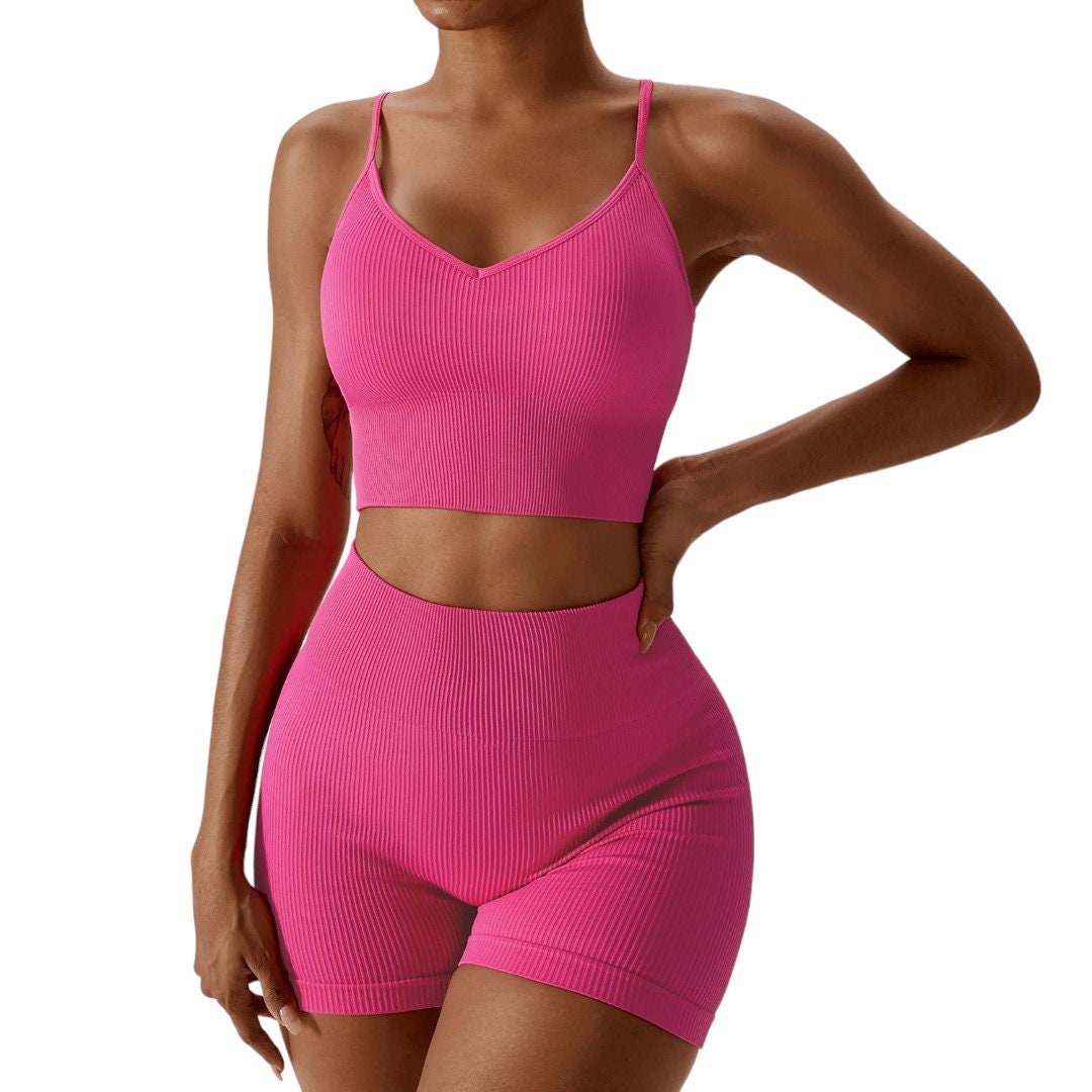 Two Piece Gym Sets Womens Outfits Yoga Seamless Sport Bra Push - Etsy