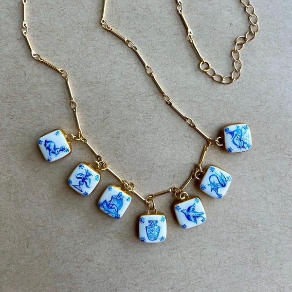 Delft Blue Necklace - Etsy