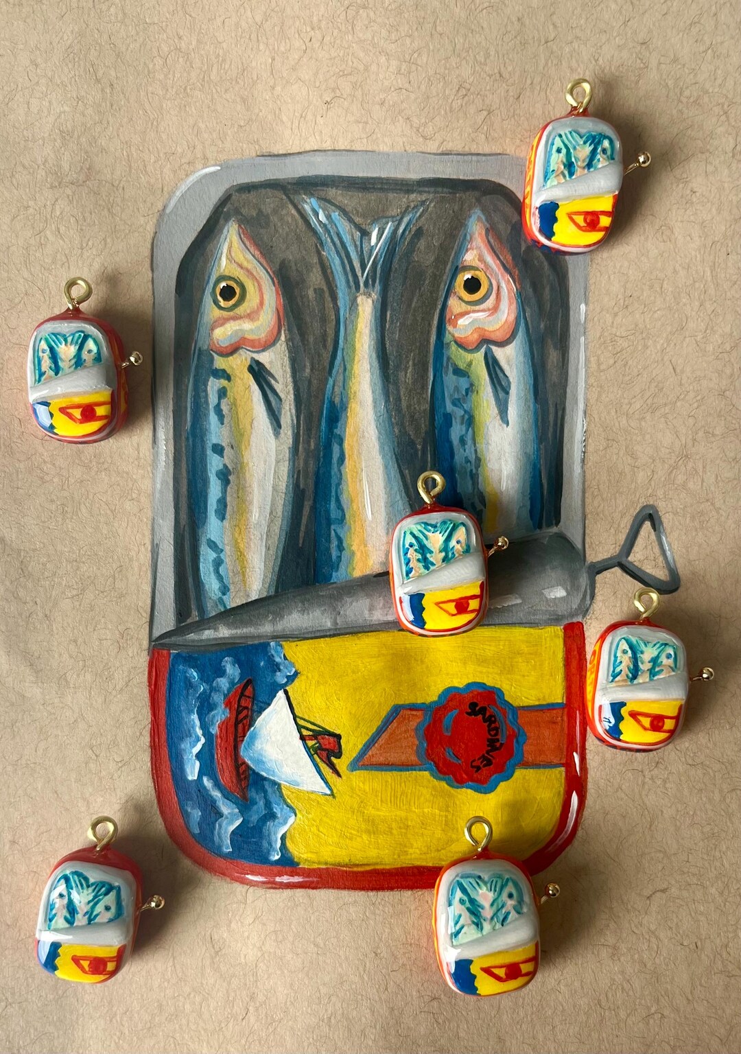 Handmade Sardine Tin Necklace - Tinned Fish Charm - Sardine Charm ...