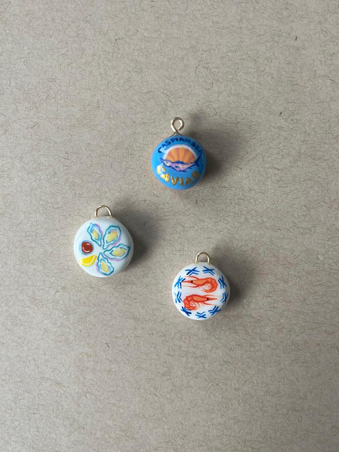 Oyster Charm Necklace - Seafood Charm Necklace - Prawn Charm Necklace ...