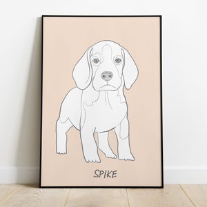 Custom Pet Portrait, Custom Line Drawing, Personalized Dog Portrait ...