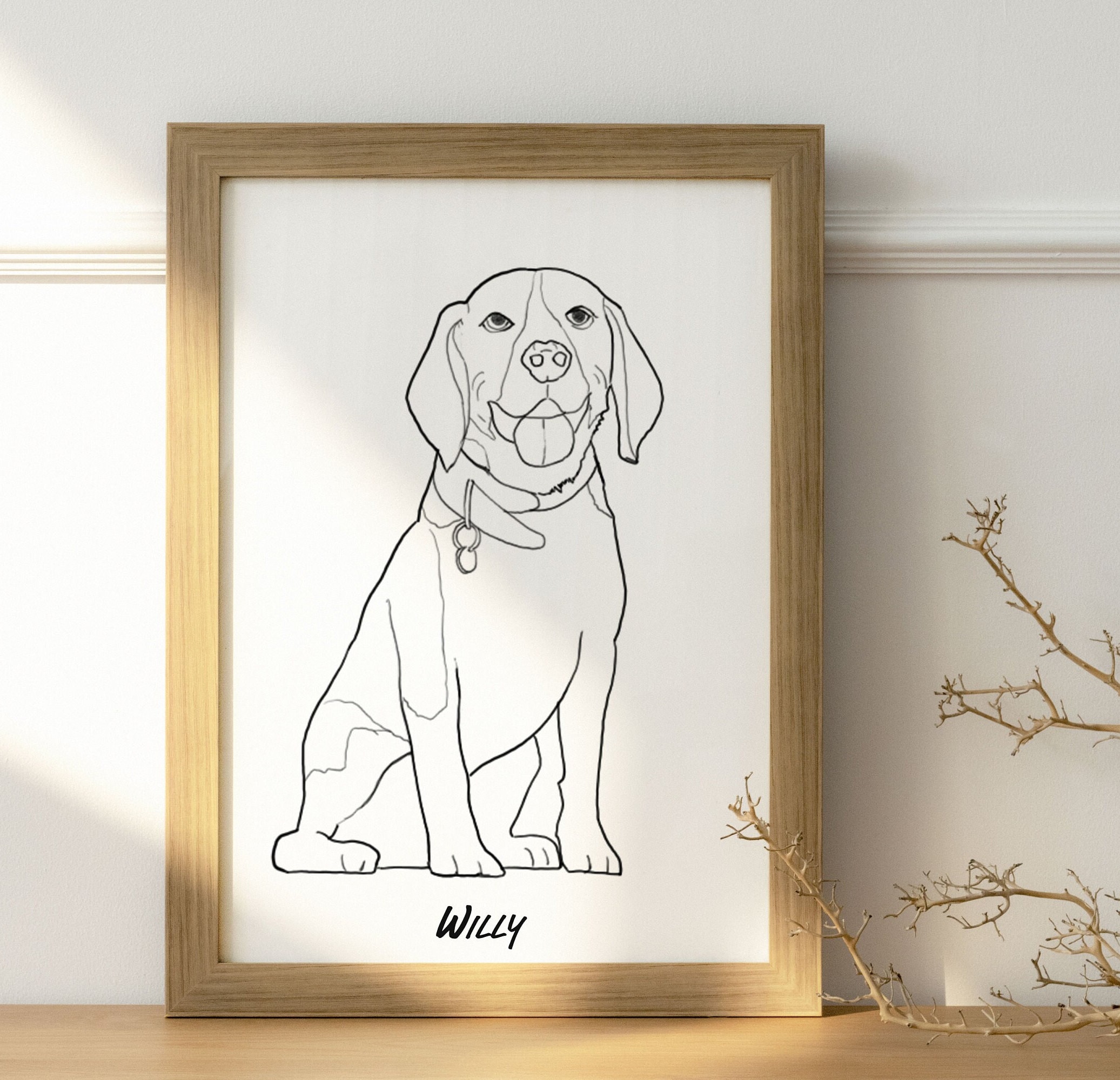 Custom Pet Portrait, Custom Line Drawing, Personalized Dog Portrait ...
