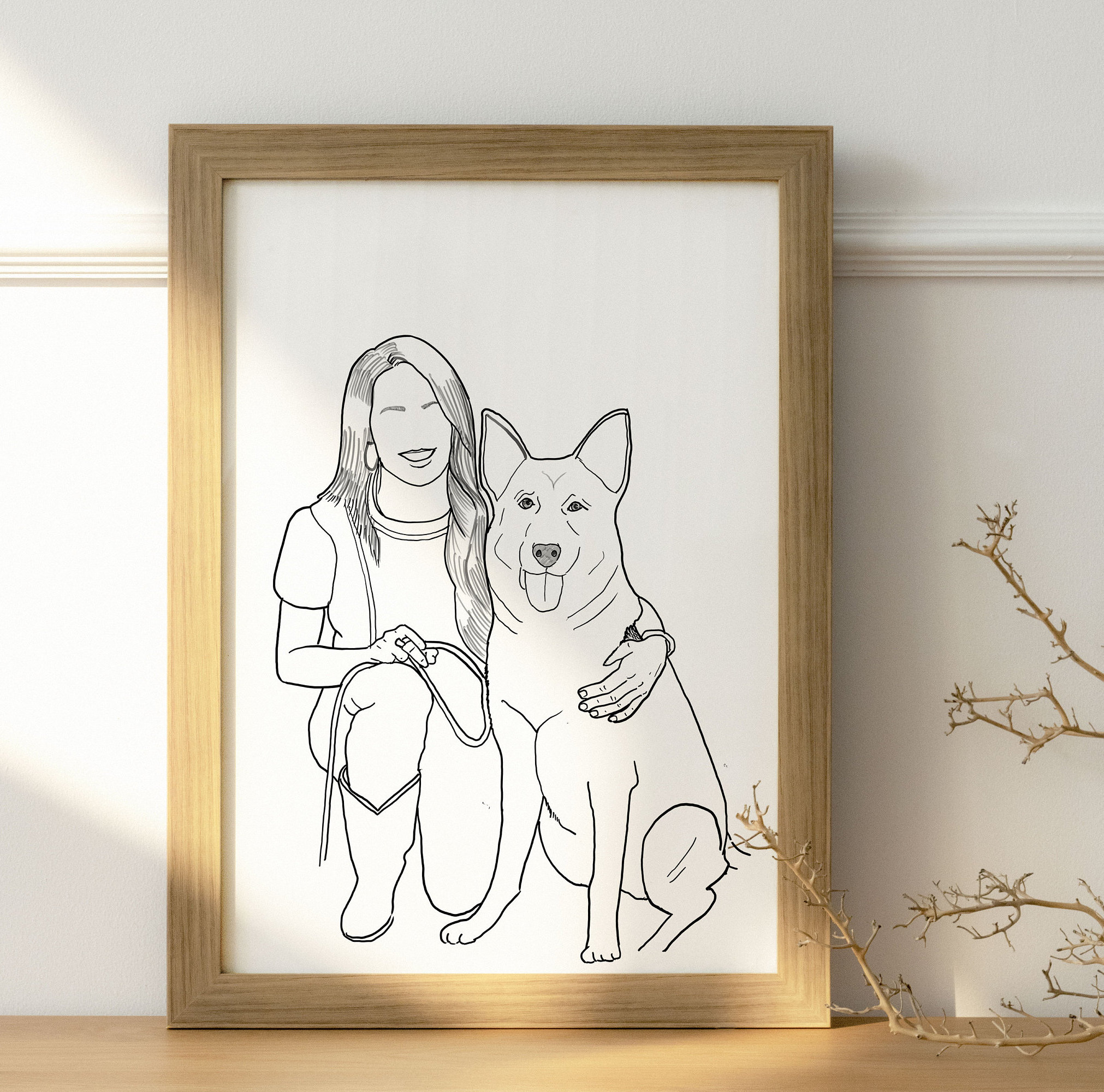 Custom Pet Portrait, Custom Line Drawing, Personalized Dog Portrait ...