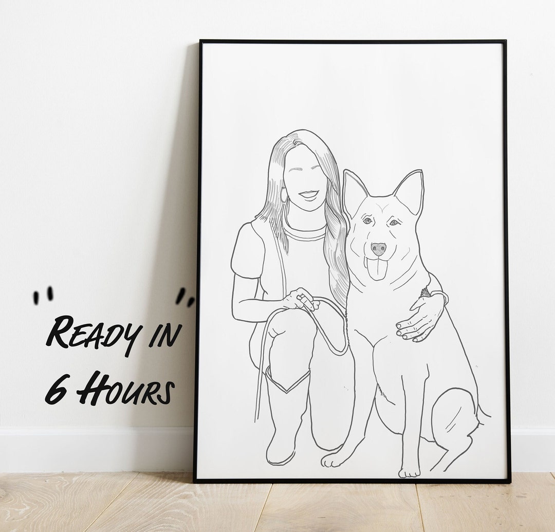 Custom Pet Portrait, Custom Line Drawing, Personalized Dog Portrait ...