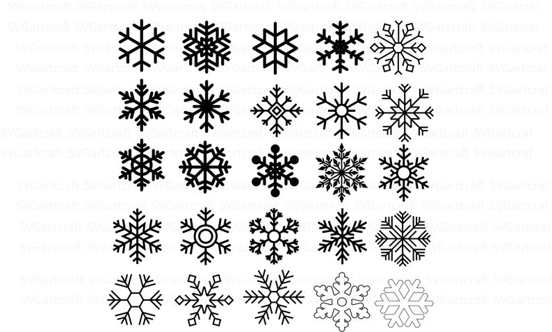 Snowflake Svg, Snowflake Svg Bundle, Winter , 25 Snowflakes, Christmas ...