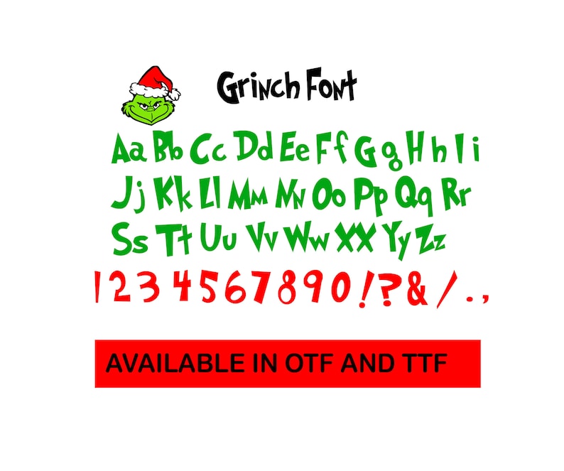 Grinch Font, Christmas Font, Grinch Font for Canva, Grinch Style, Green ...