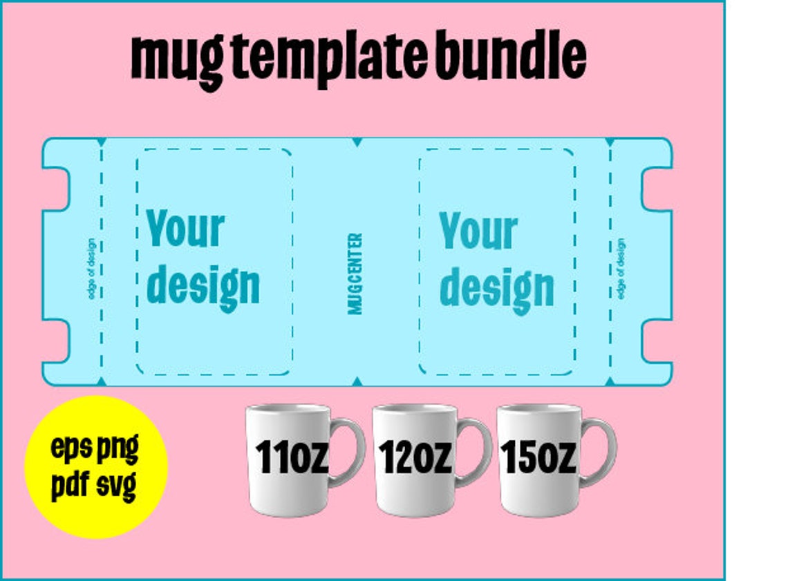 15oz Mug Template, 12oz Full Wrap Template, Mug Full Wrap, 12oz ...