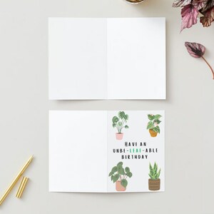 Plant Birthday Card, Leaf Birthday Card, Unbeleafable Birthday Card ...