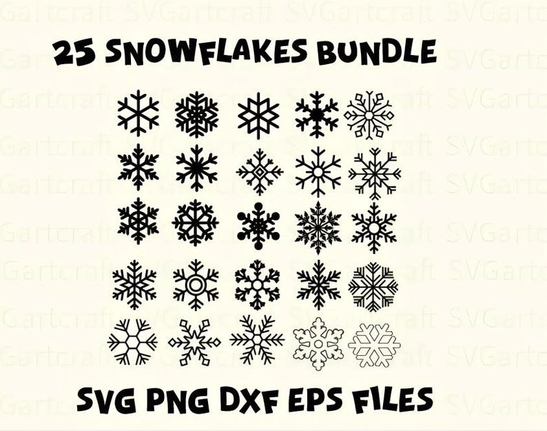 Snowflake Svg, Snowflake Svg Bundle, Winter , 25 Snowflakes, Christmas ...