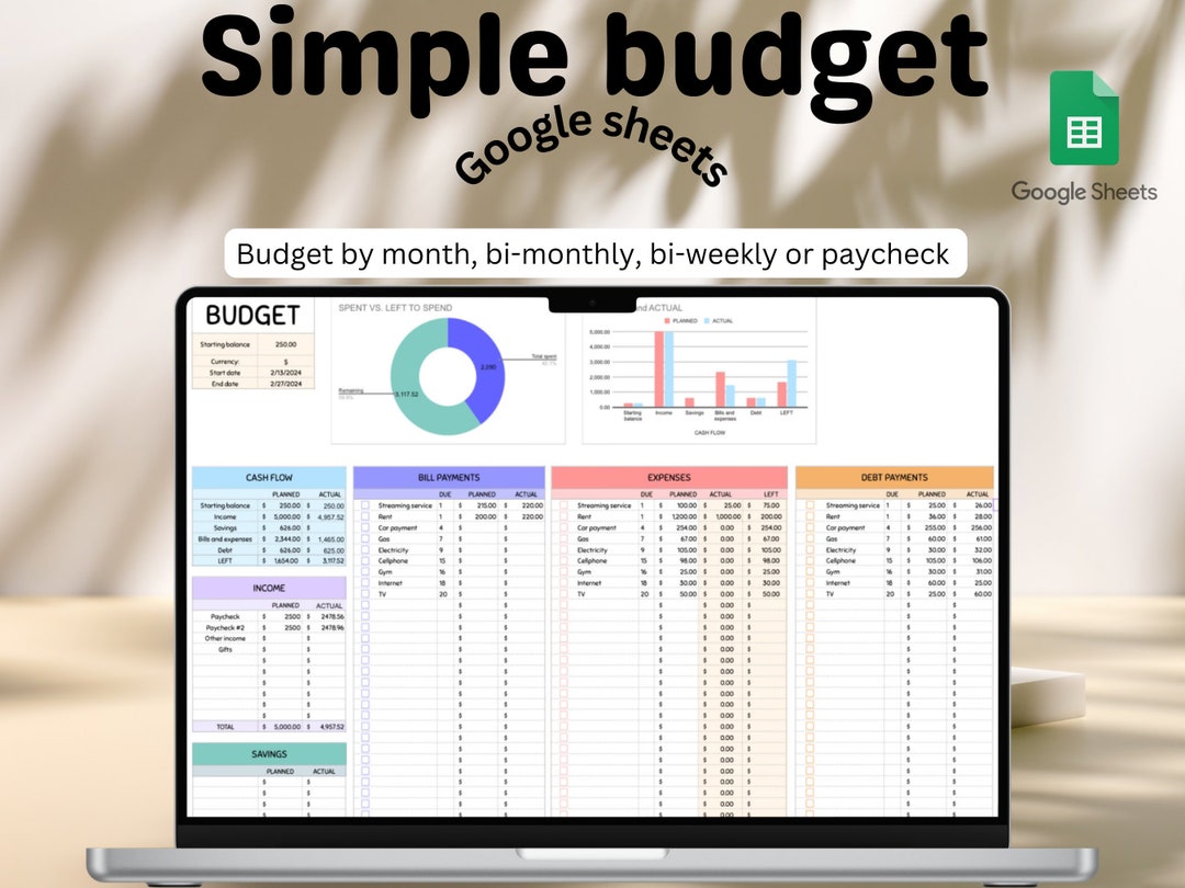 Budget Planner Google Sheet Monthly Budget Spreadsheet Paycheck Budget ...