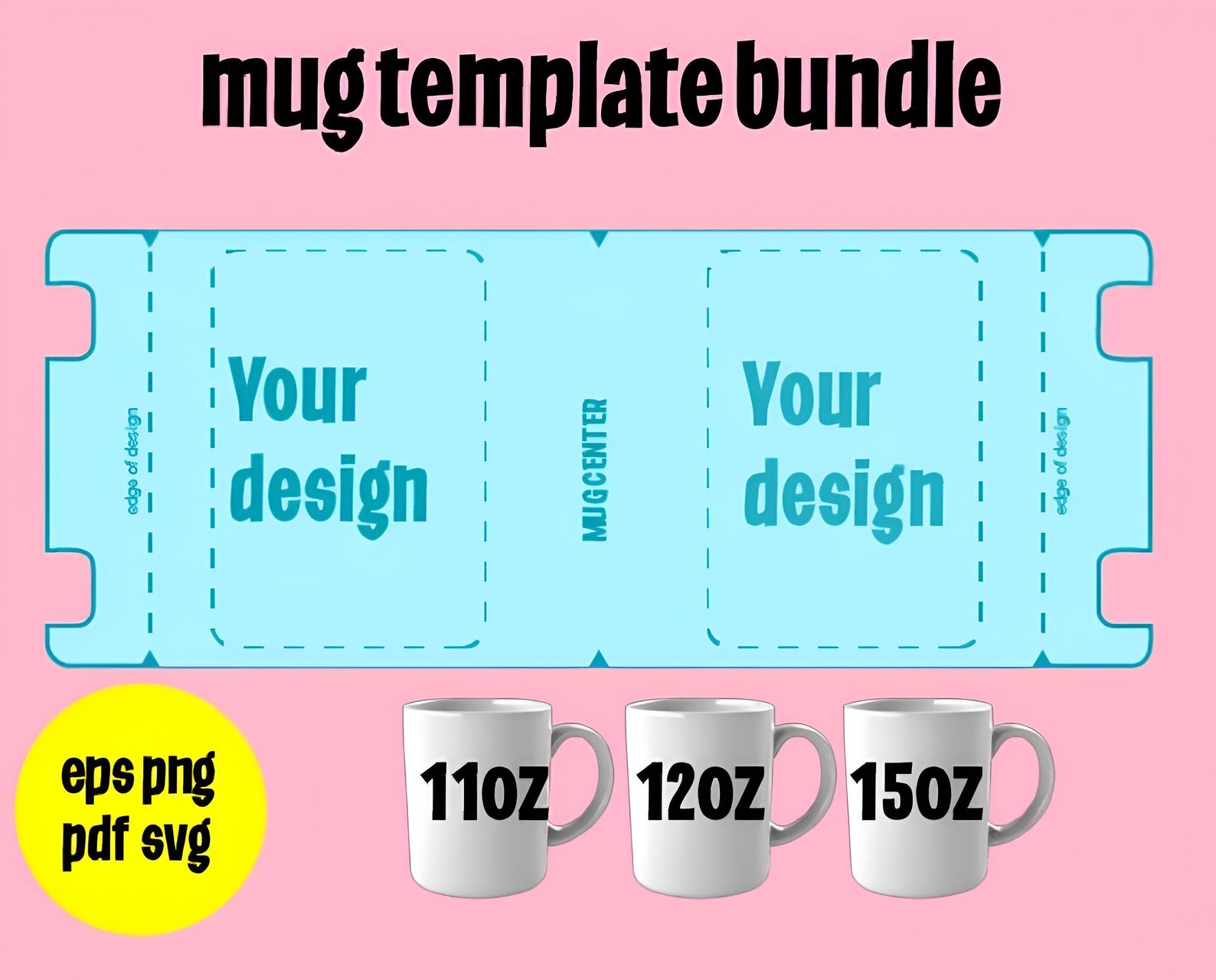 15oz Mug Template, 12oz Full Wrap Template, Mug Full Wrap, 12oz ...