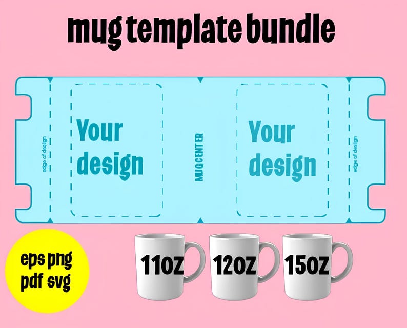 15oz Mug Template, 12oz Full Wrap Template, Mug Full Wrap, 12oz ...