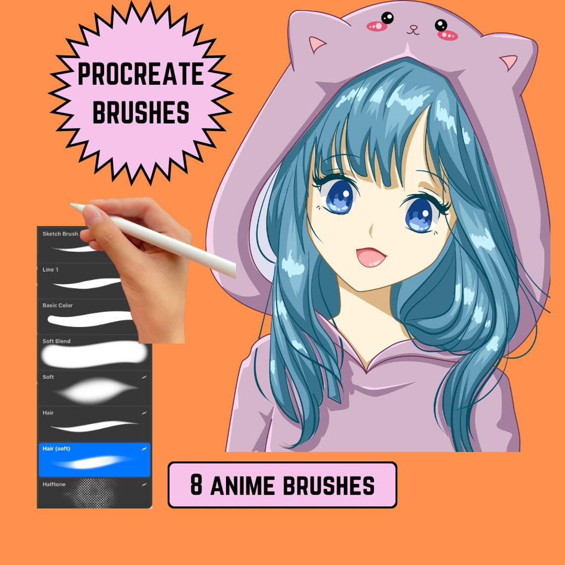 Procreate Anime Brush Set, Procreate Anime Brushes, Anime Brushes ...