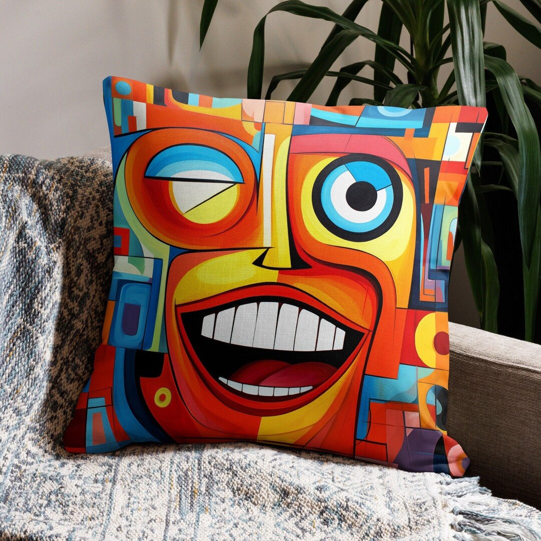 Smiley Pillow Funky Home Decor Gift Funny Throw Pillow Aesthetic ...