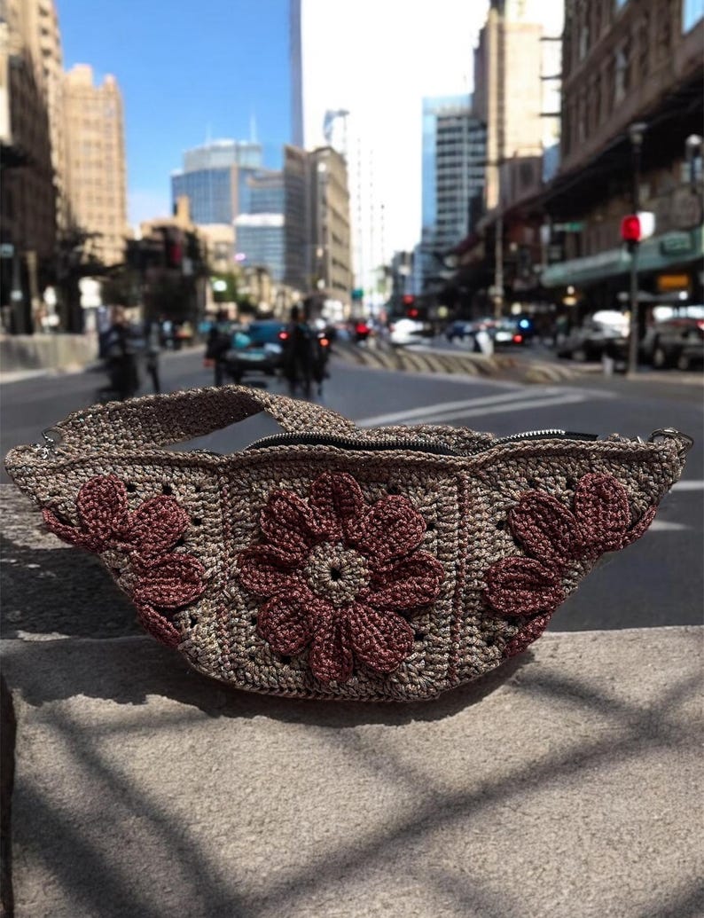 Sac Crochet Bohème Fait Main – Sac Banane En Granny Square – Sac ...