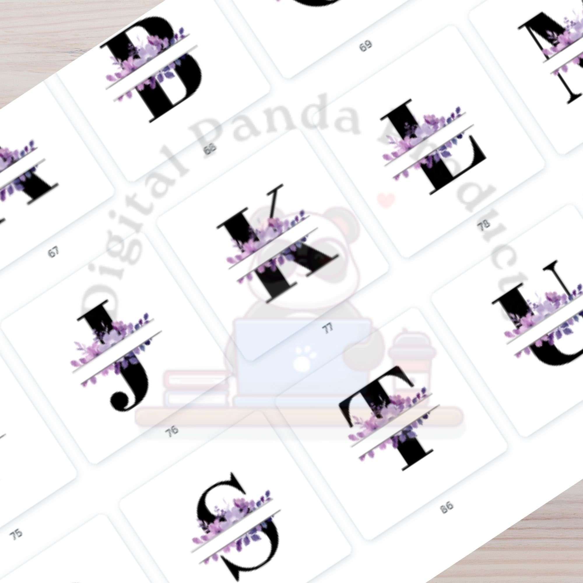 Purple/lilac Flower Split Monogram Jpg, Png, Floral Name Monogram ...