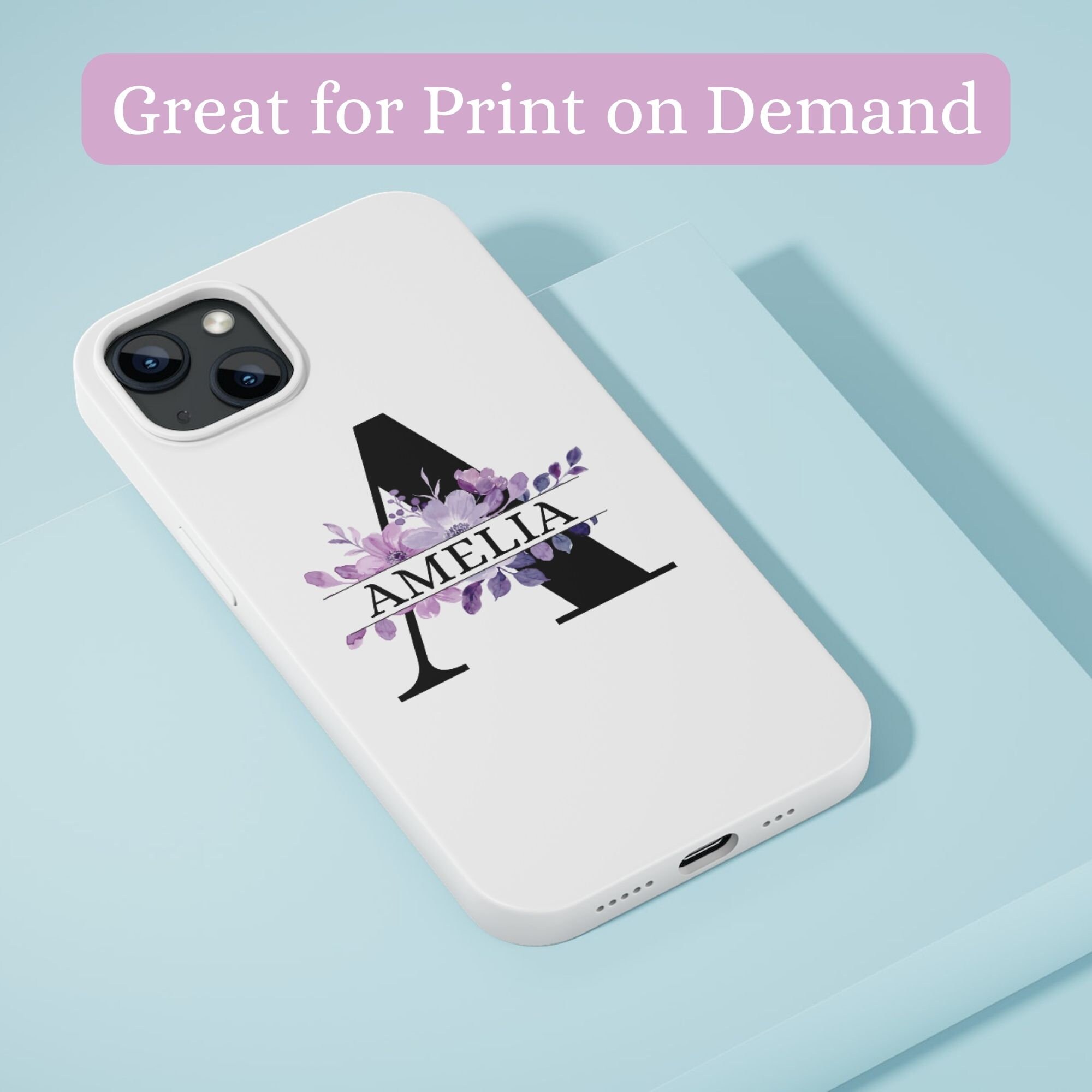 Purple/lilac Flower Split Monogram Jpg, Png, Floral Name Monogram ...