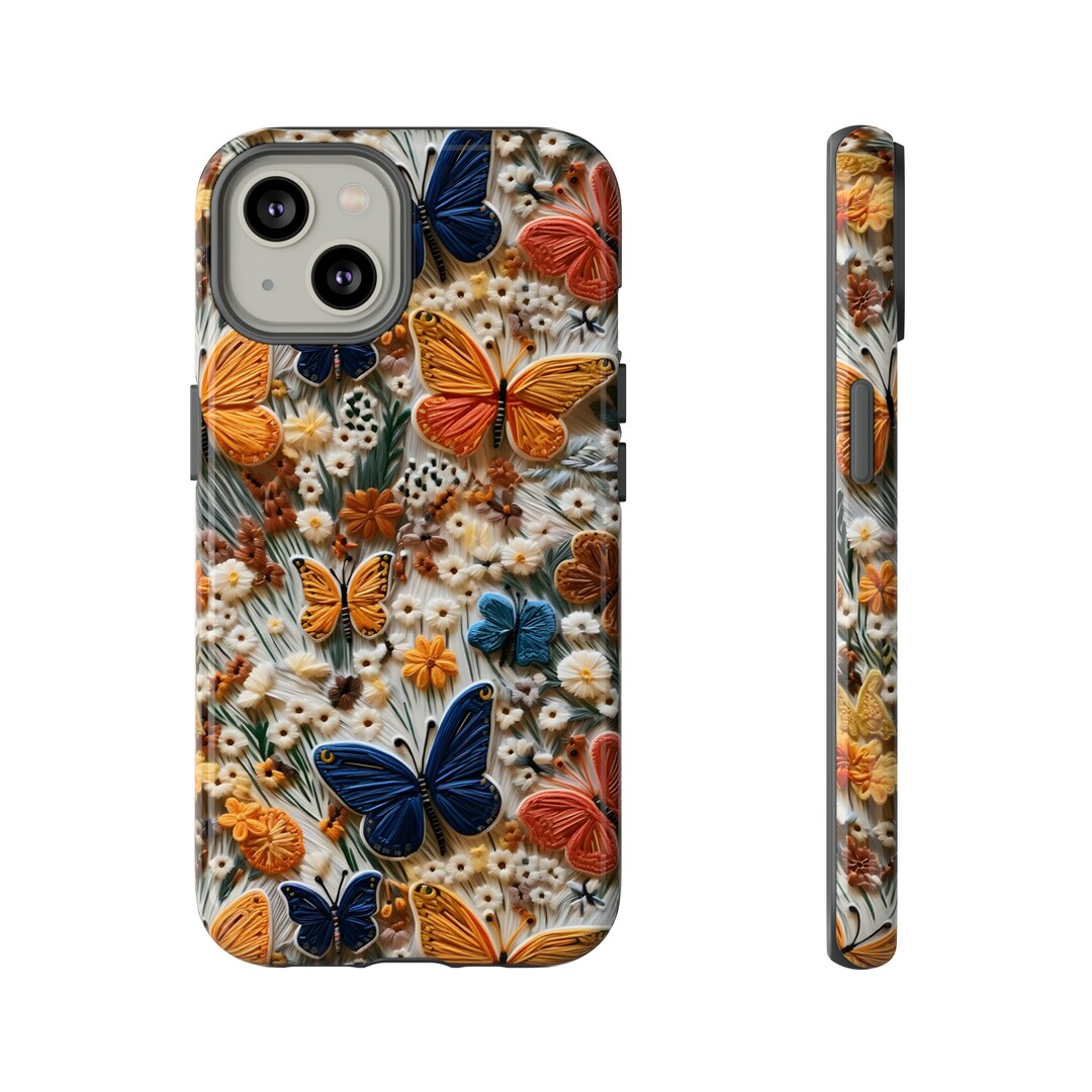 Vintage Flowers and Butterflys Embroidered Phone Case - Etsy