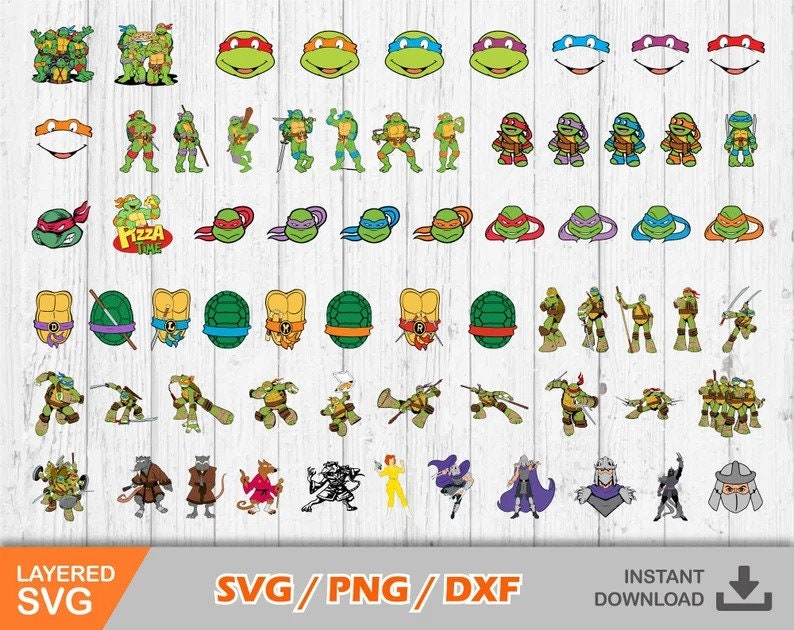 Ninja Turtles Clip Arts Bundle Alphabet, Ninja Turtles Svg Cut Files ...
