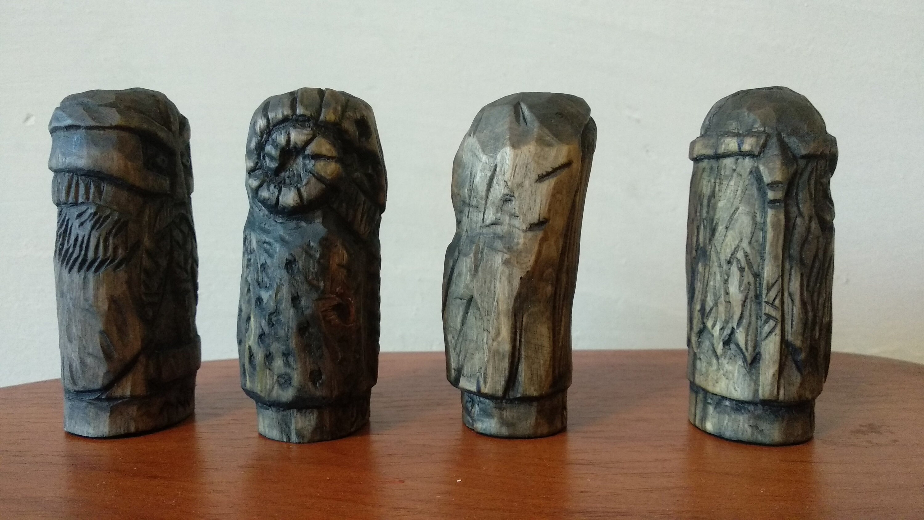 Norse Gods - Odin, Thor, Loki and Hela. Scandinavian God. Wooden Gods ...